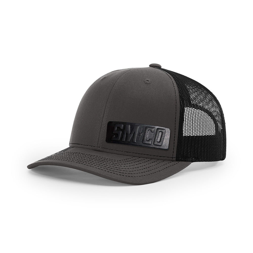 SMCO Leather Tag Charcoal Trucker Hat – SparksMotors